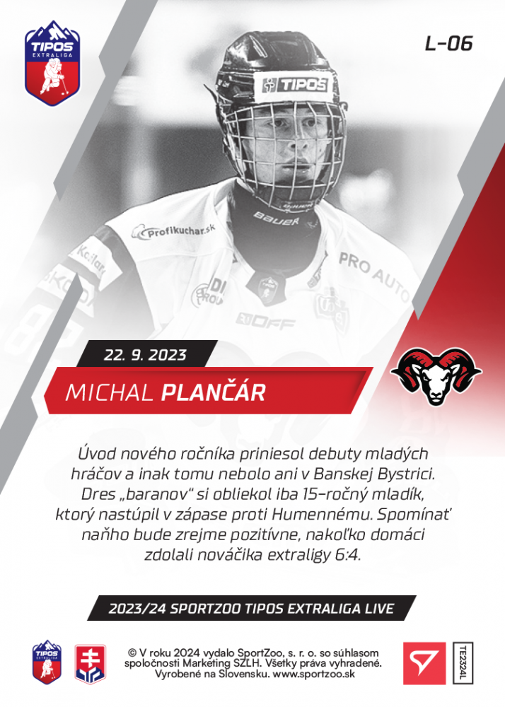L-06 Michal Plančár TEL 2023/24 LIVE :: SportZoo
