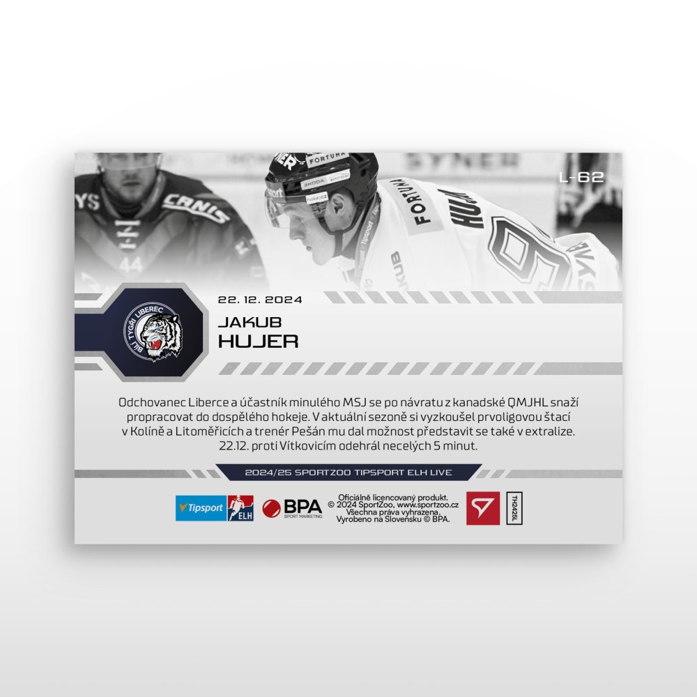 L-62 Jakub Hujer TELH 2024/25 LIVE :: SportZoo