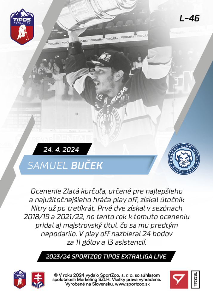 L-46 SADA Samuel Buček TEL 2023/24 LIVE + HOLDER :: SportZoo