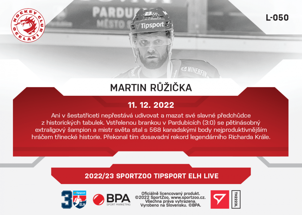 L-050 Martin Růžička TELH 2022/23 LIVE :: SportZoo