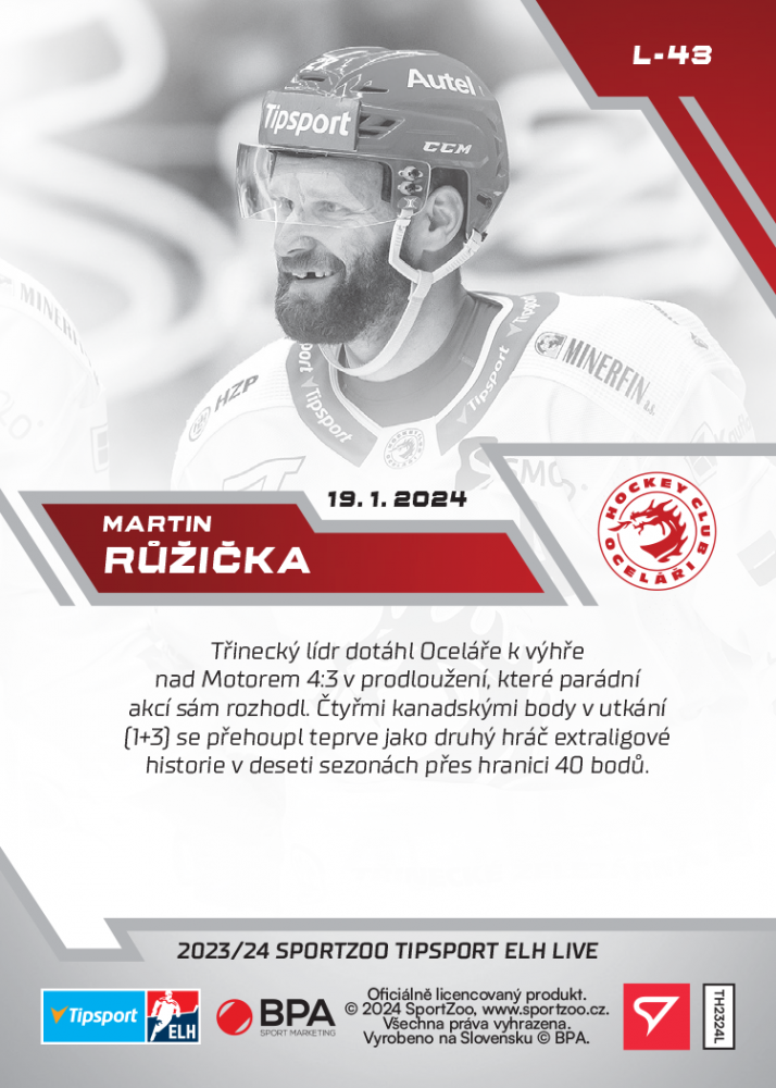 L-43 SADA Martin Růžička TELH 2023/24 LIVE + HOLDER :: SportZoo