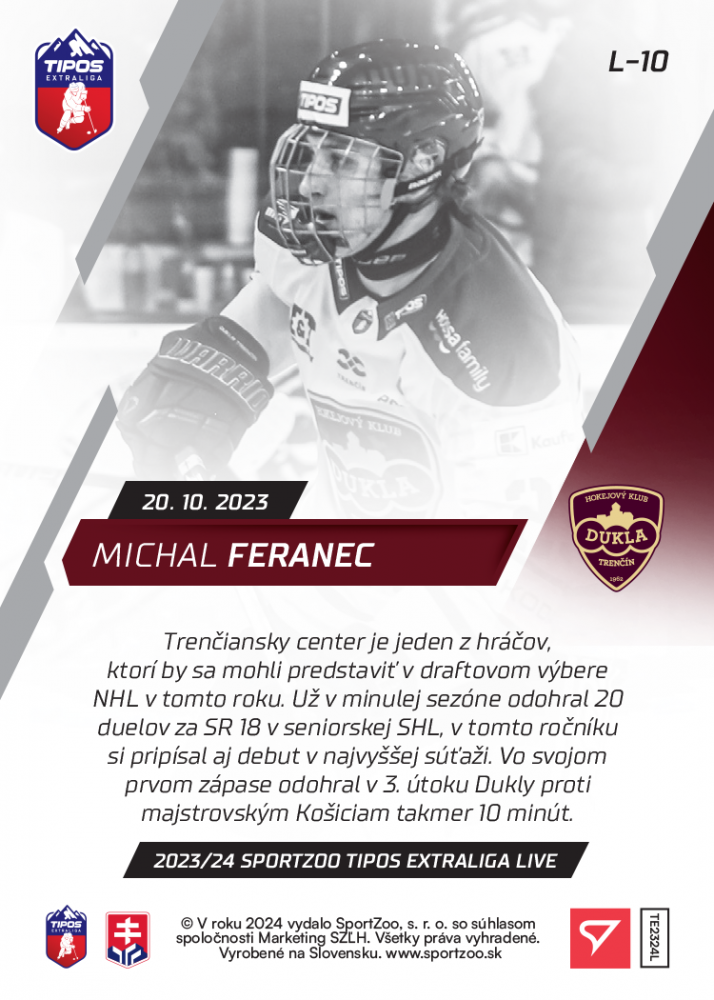 L-10 Michal Feranec TEL 2023/24 LIVE :: SportZoo